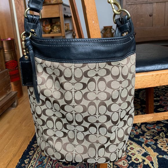 Coach | Bags | Coach Bleecker Bucket Signature Black Leather | Poshmark
